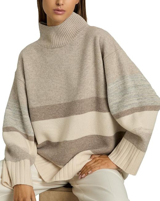 Reiss Caitlyn Wool Funnel Neck Pullover Sweater in Natural | Lyst