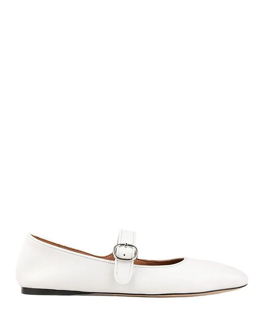 Sandro Shiny Leather Ballet Flats in White | Lyst UK