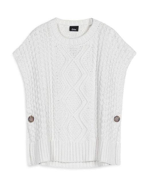 Echo Cable Knit Open Side Poncho in White | Lyst UK