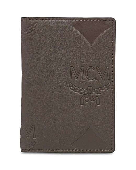 MCM Aren Leather Maxi Monogram Embossed Bifold Card Wallet in Brown for ...