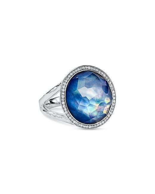 Ippolita Sterling 925 Lollipop Lapis Triplet & Diamond Halo Ring in ...