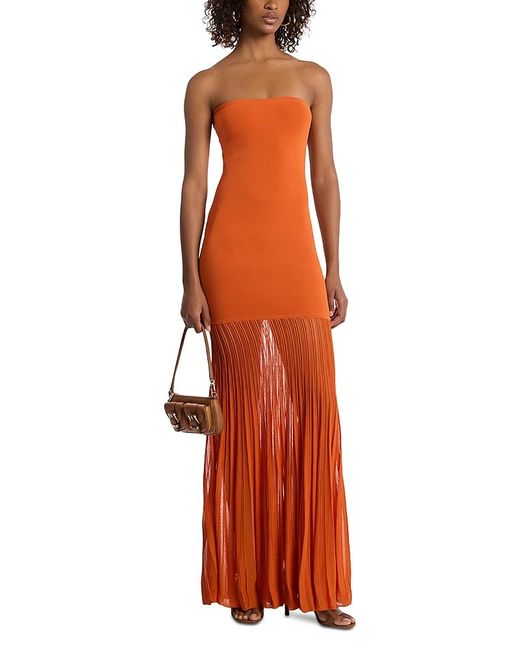 Michael Kors Michael Tube Top Sheer Maxi Dress in Orange | Lyst