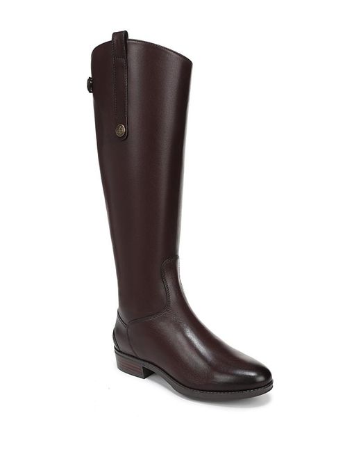Sam Edelman Penny Round Toe Leather Low-Heel Riding Boots in Brown ...