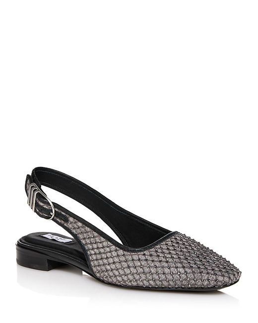 Rag & Bone Astra Square Toe Diamante Slingback Flats in Black | Lyst