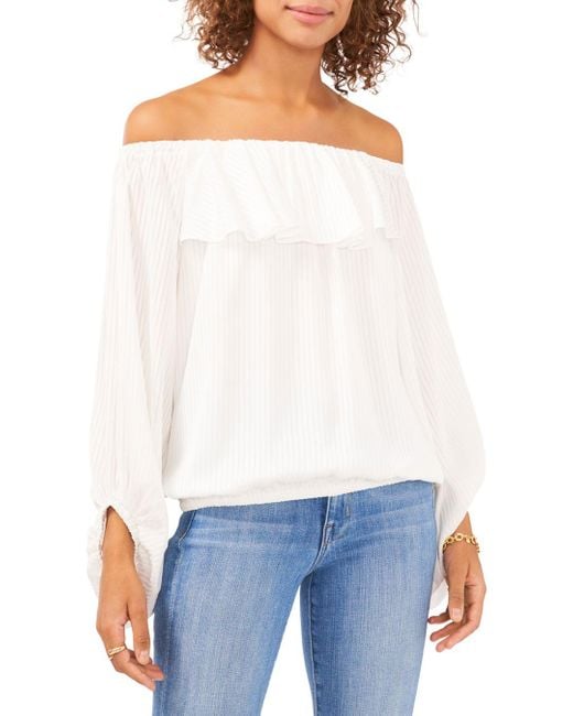 Vince Camuto Synthetic Ruffled Off The Shoulder Top in White | Lyst Vince Camuto Synthetic Ruffled Off The Shoulder Top in White | Lyst