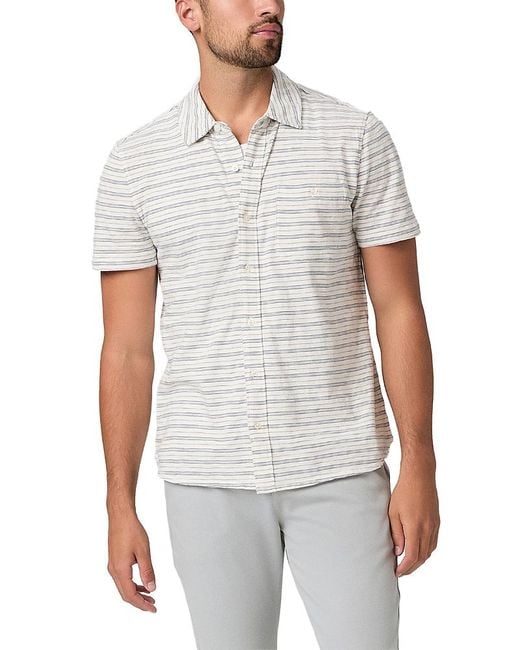 PAIGE Carillo Striped Short Sleeve Shirt in White for Men | Lyst