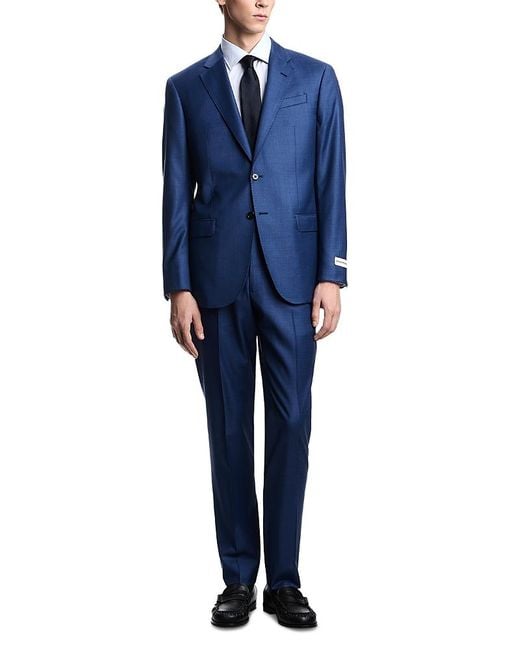 Emporio Armani Regular Fit Melange Suit in Blue for Men | Lyst