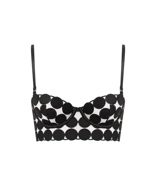 Bluebella Lia Polka Dot Longline Bra in Black | Lyst UK