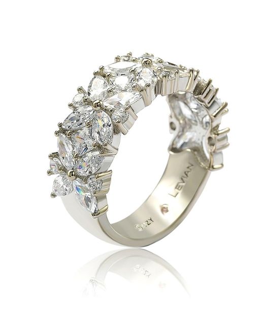 Lyst Suzy Levian Sterling Silver Multi Cut Cubic Zirconia Floral 3 4