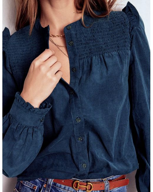 Boden Smocked Yoke Cord Top in Blue | Lyst