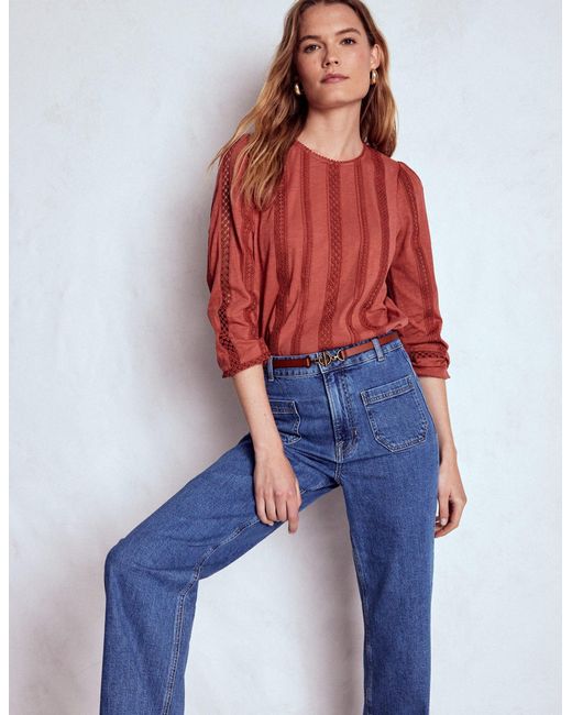Boden Imi Jersey Trim Top in Blue | Lyst UK