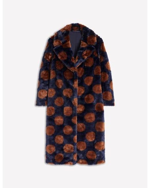 Boden Spot Faux-Fur Midi Coat in Blue | Lyst