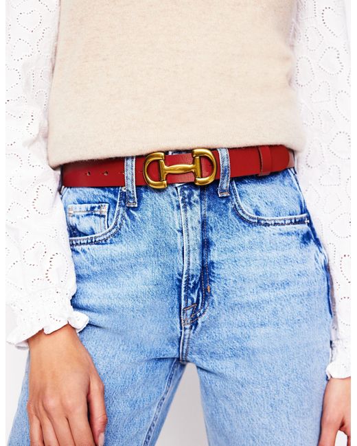 Boden Iris Snaffle-Trim Leather Belt in Red | Lyst UK