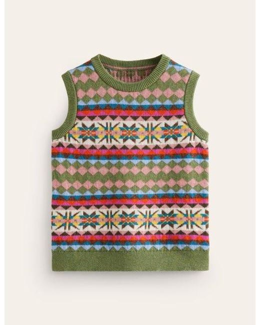 Boden Edie Fair Isle Tank in Green | Lyst