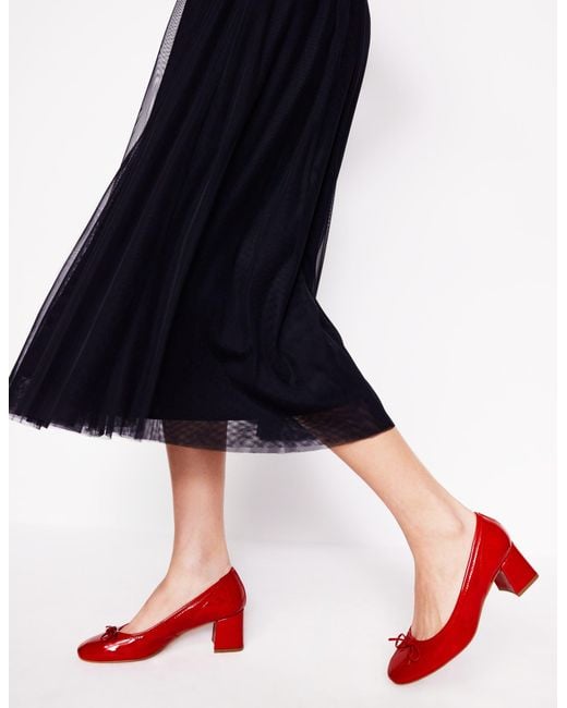 Boden Block Heel Ballet Pumps in Red | Lyst UK