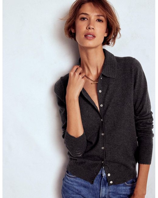Boden Briony Stitch Cardigan in Black | Lyst