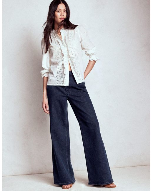 Boden High Rise Clean Wide Jeans in Blue | Lyst