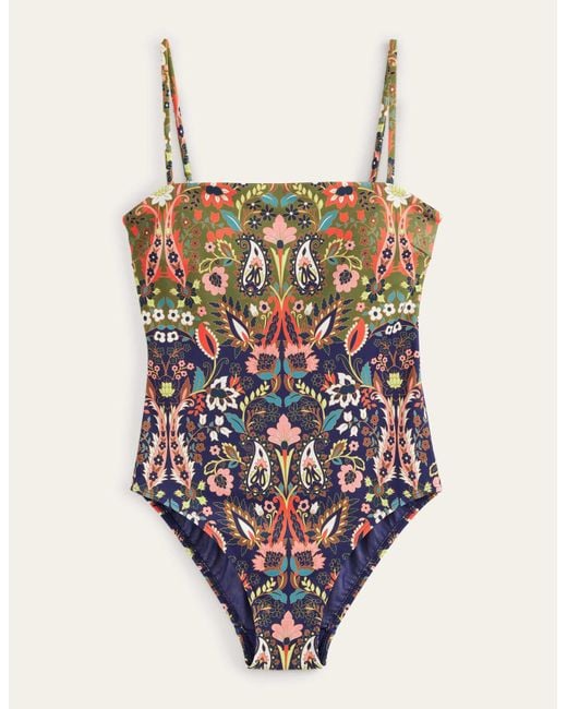 Boden Skinny Strap Swimsuit Navy In White Lyst