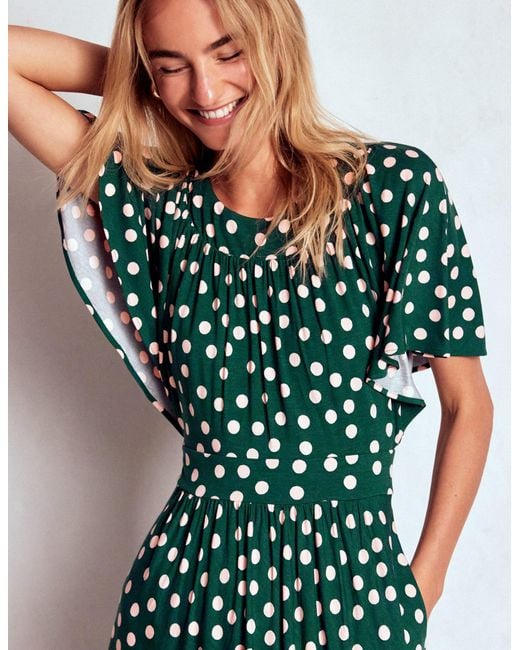 Boden Yoke Panel Maxi Dress-Emerald Night, Painted Dot in Green | Lyst UK
