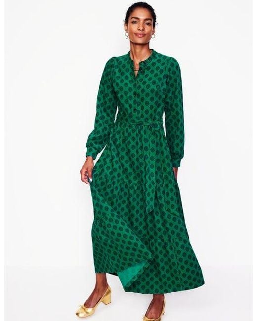 Boden Alba Cord Maxi Dress Alpine, Ornate Stamp in Green | Lyst