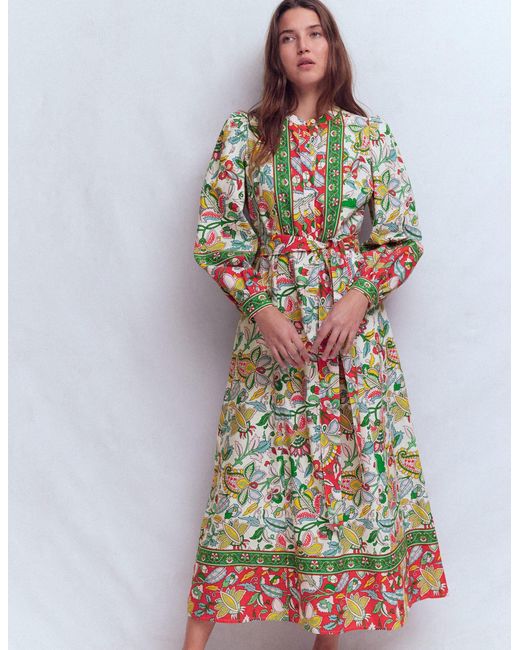 Boden Ava Linen Blend Midi Dress-Multi, Botanical Trail | Lyst UK