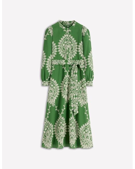 Boden Ava Cotton Midi Dress in Green | Lyst