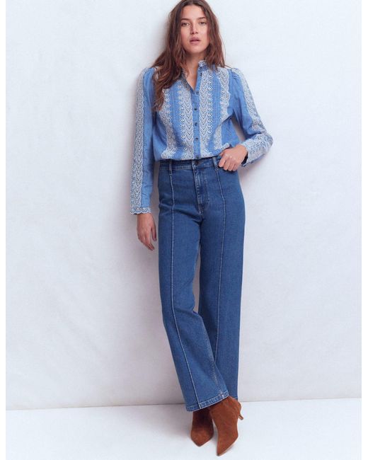 Boden Pintuck Column Leg Jeans in Blue | Lyst UK