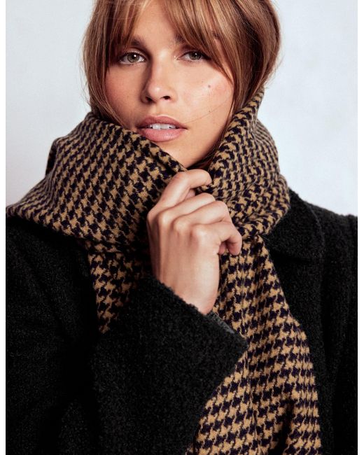 Boden Houndstooth Blanket Scarf in Brown | Lyst UK