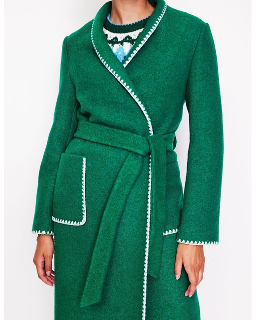 Boden Blanket Stitch Wrap Coatalpine in Green | Lyst