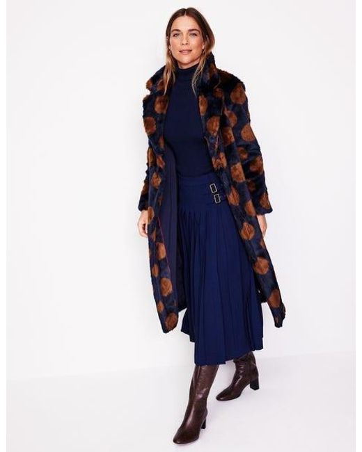 Boden Spot Faux-Fur Midi Coat in Blue | Lyst