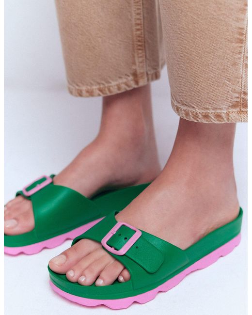 Boden Lyla Single Buckle Sliders in Green | Lyst UK