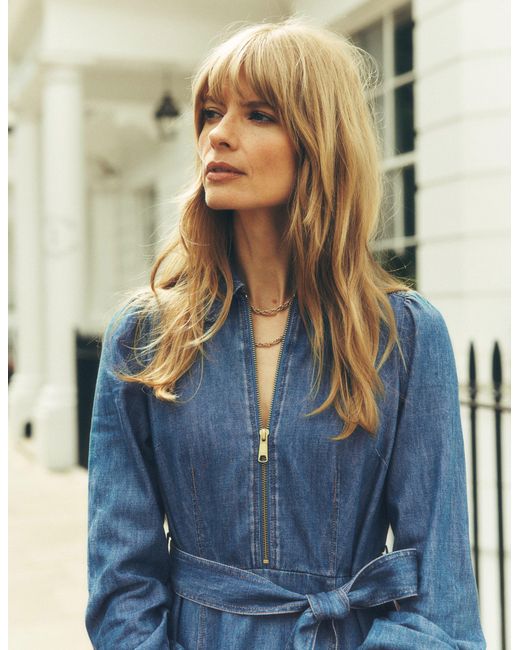 Boden Adelaide Zip Denim Midi Dress in Blue | Lyst