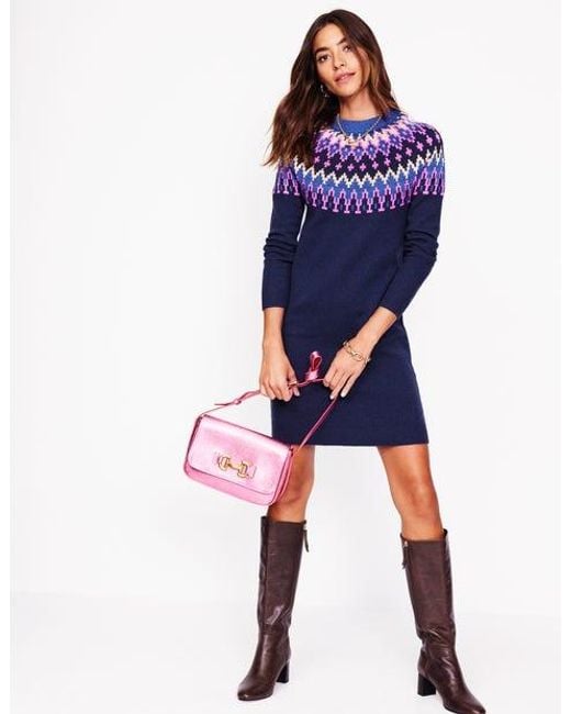 Boden Eleanor Fair Isle Dress in Blue | Lyst