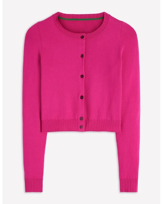 Boden Emilia Cotton Cropped Cardigan in Pink | Lyst UK