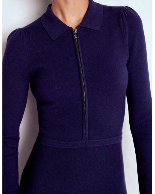 Boden Fiona Zip Front Knitted Dress in Blue | Lyst UK