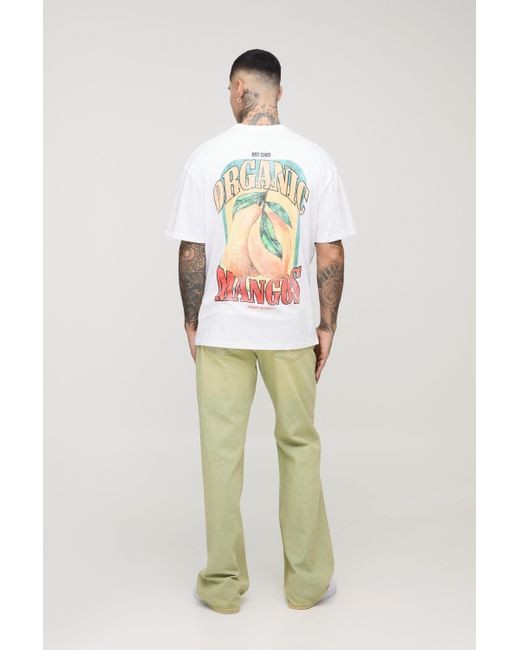 BoohooMAN Tall Relaxed Rigid Flare Stacked Knee Rip Denim Jeans in ...