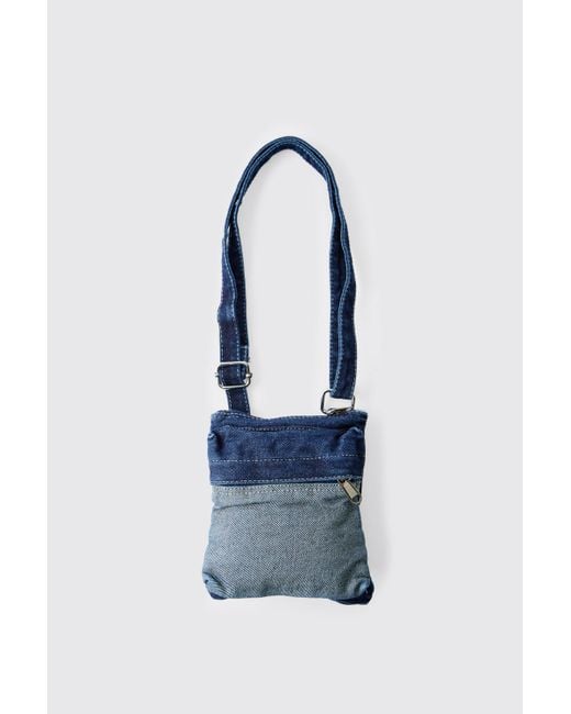 BoohooMAN Denim Cross Body Bag in Blue for Men | Lyst