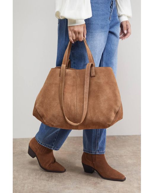 Oasis Jas Suede Tote Bag With Multi Handles in White | Lyst