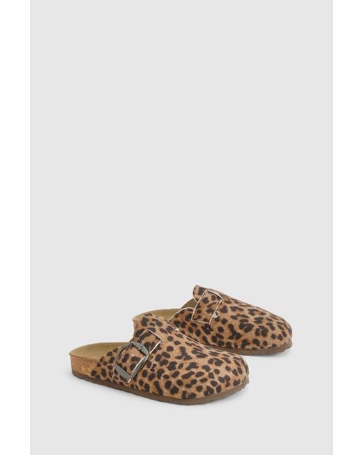 Boohoo Leopard Print Closed Toe Clog in Black | Lyst