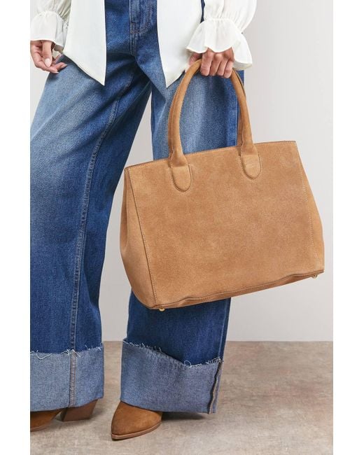 Oasis Francesca Suede Tote Bag in Blue | Lyst