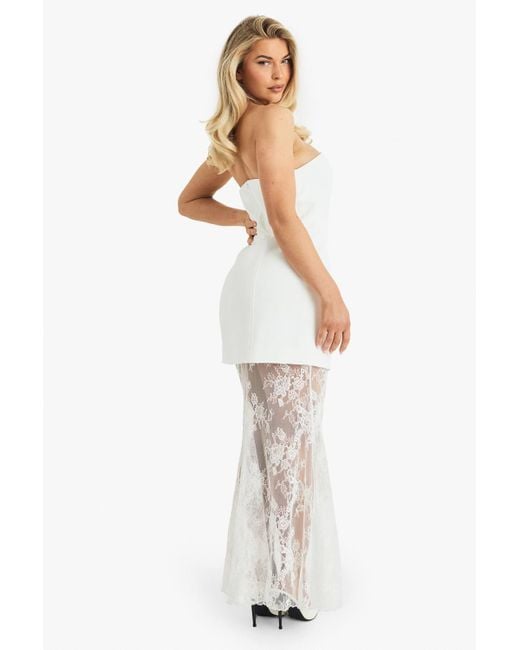 Boohoo Premium Structured Lace Maxi Dress in White | Lyst
