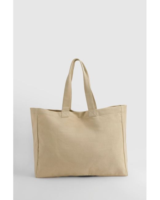 Boohoo Oversized Canvas Tote Bag in Natural | Lyst
