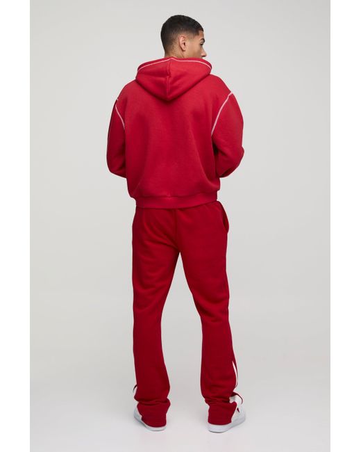 BoohooMAN Oversized Boxy Moto Zip Through Hoodie in Red for Men | Lyst