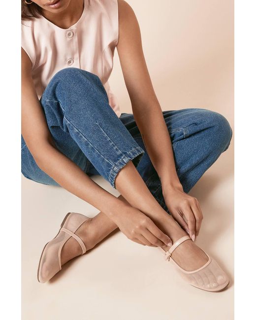 Dorothy Perkins Chandra Sheer Mesh Mary Jane Ballet Pumps in Blue | Lyst