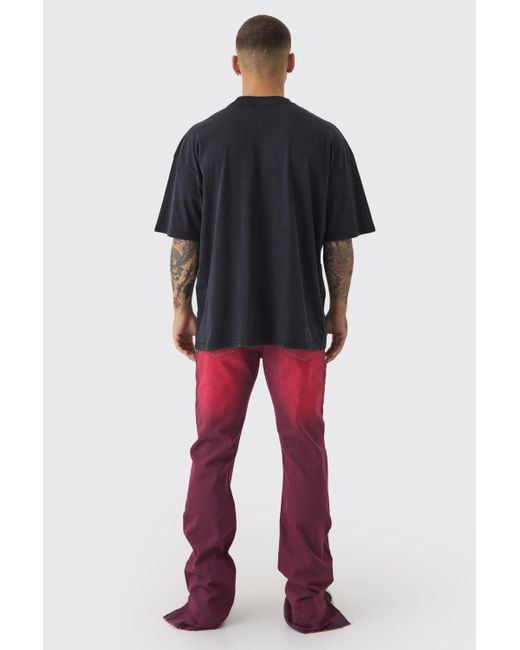 BoohooMAN Slim Rigid Flared Stacked Red Tinted Jeans for Men | Lyst