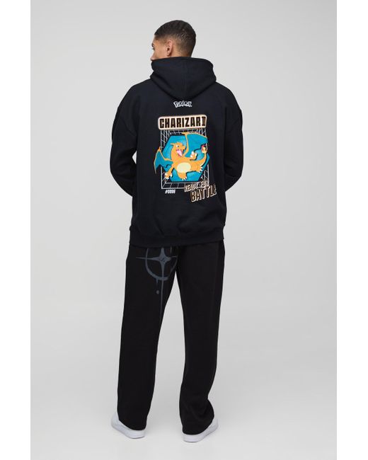 BoohooMAN Oversized Charizard Pokemon Graphic License Hoodie in Blue ...