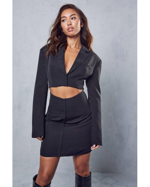 MissPap Cut Out Waist Detail Blazer Dress in Blue | Lyst