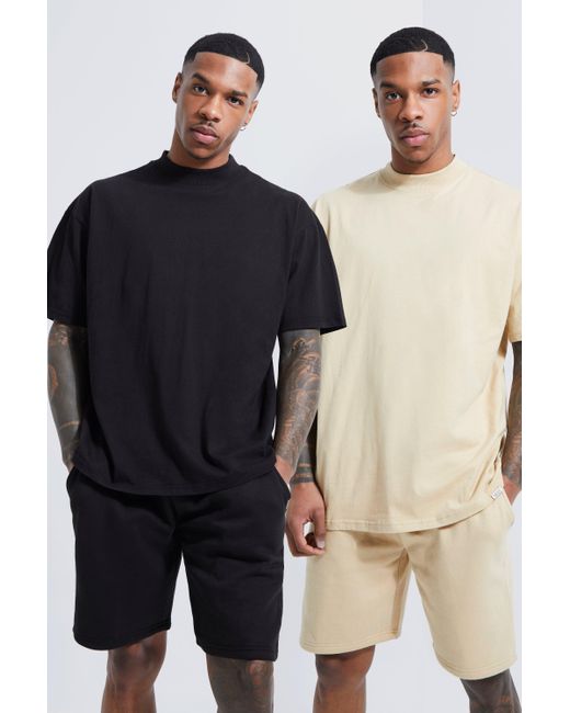 Boohooman 2 Pack Oversized T Shirt And Short Set In Blue For Men Lyst