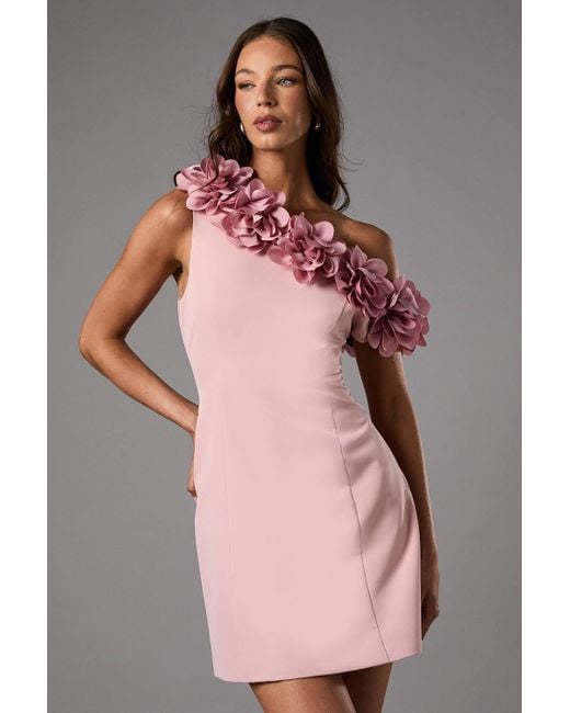 Coast 3D Floral One Shoulder Mini Dress in Gray | Lyst