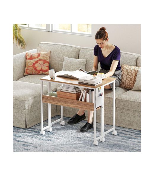 BoohooMAN Homcom 80 Cm Foldable Computer Desk On Wheels For Small ...